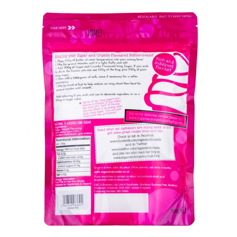 Sugar And Crumbs Natural Flavoured Icing Sugar Bubblegum 500g sugar-and-crumbs-natural-flavoured-icing-sugar-bubblegum-500g
