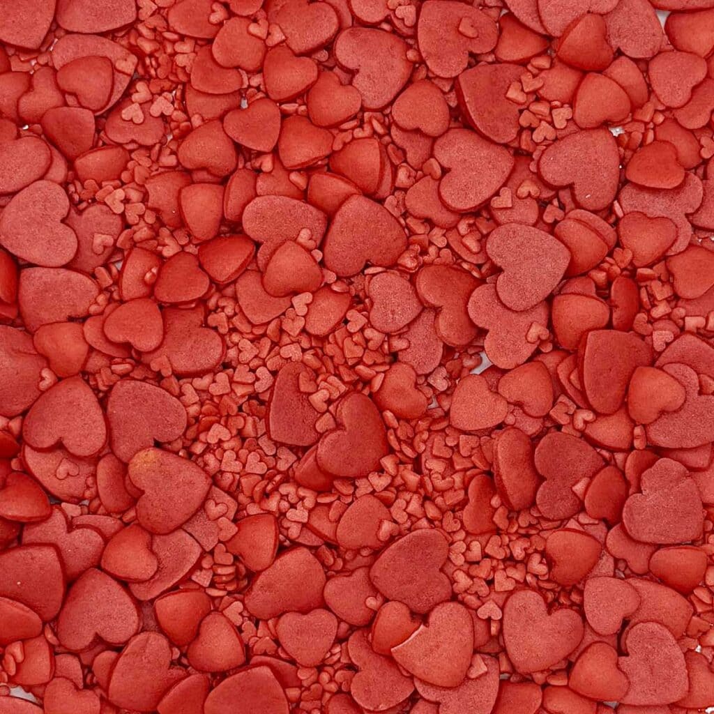 Hearts - Shimmer - Red Mix - Mini, Standard and Jumbo | Sugar and Crumbs